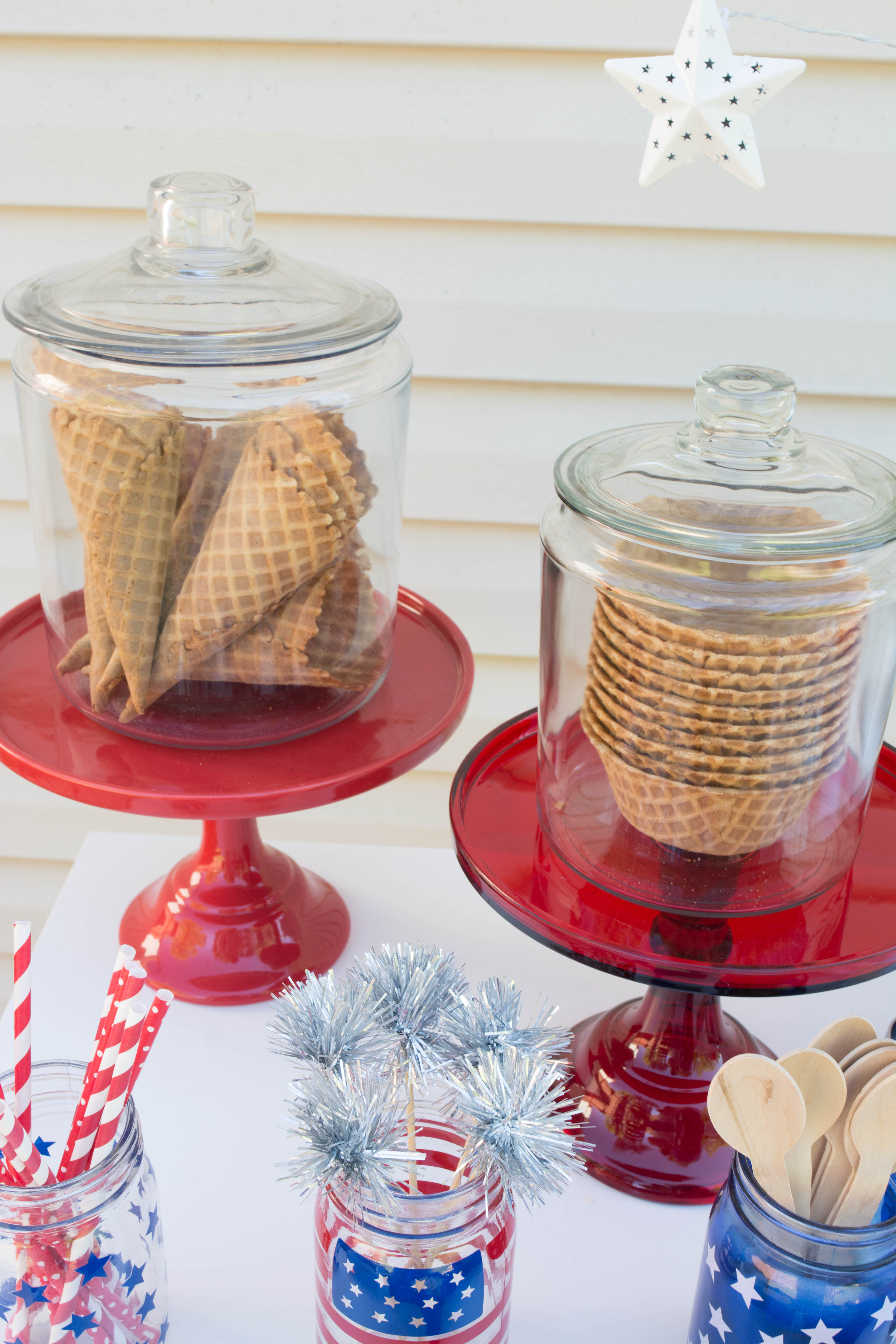 Set up a patriotic ice cream bar for 4th of July