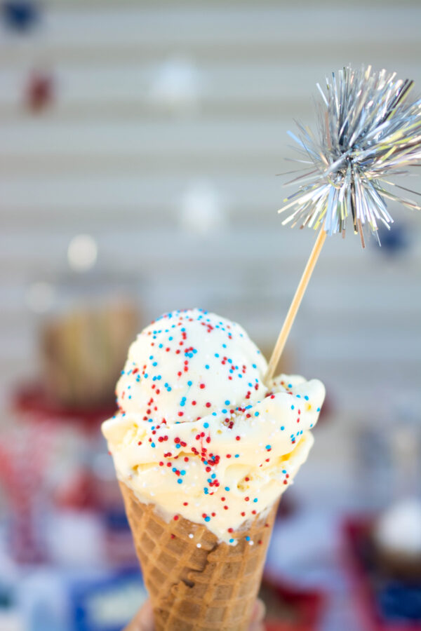 Set up a patriotic ice cream bar for 4th of July