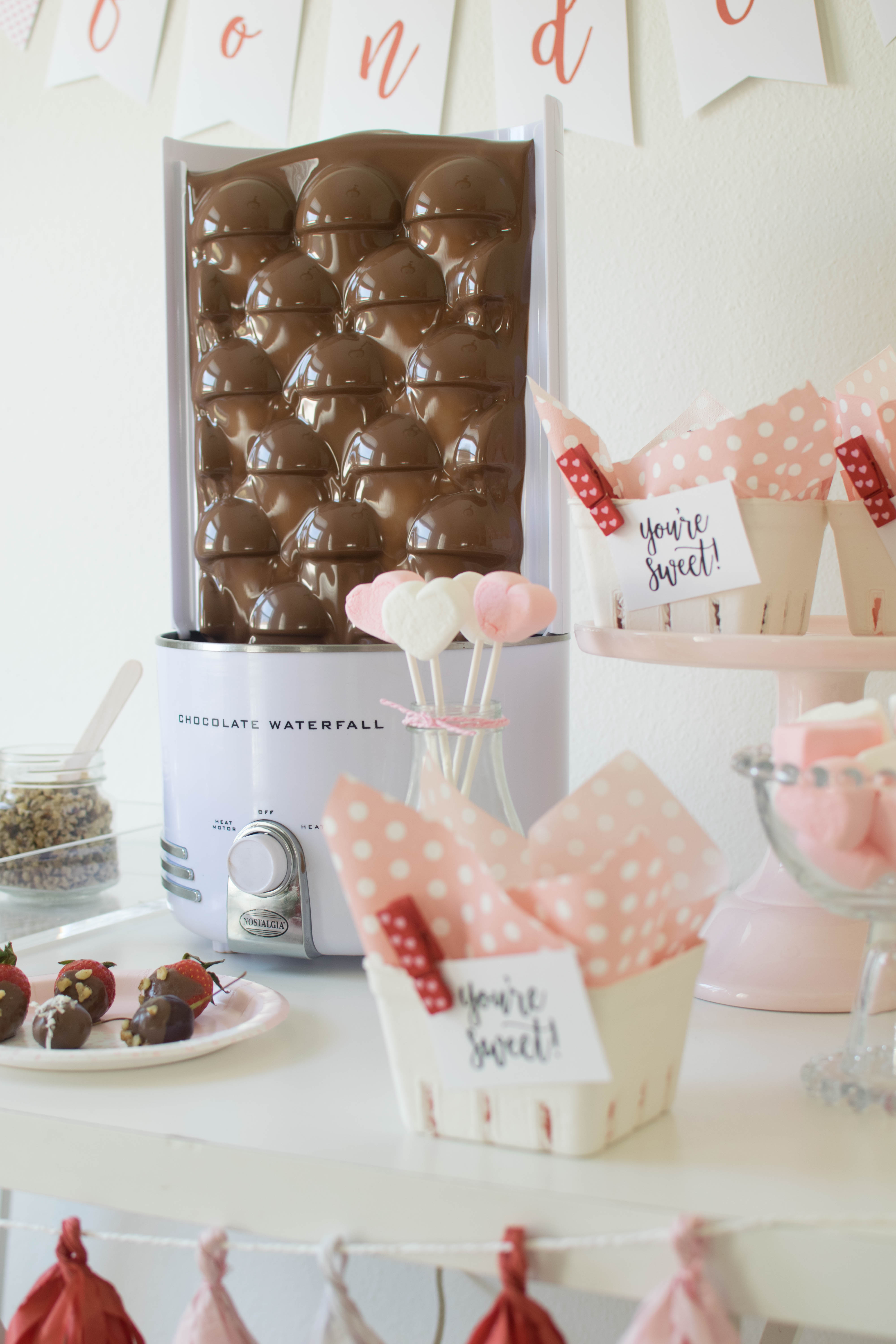 Chocolate Waterfall Machine: Set up a quick and easy Fondue Station