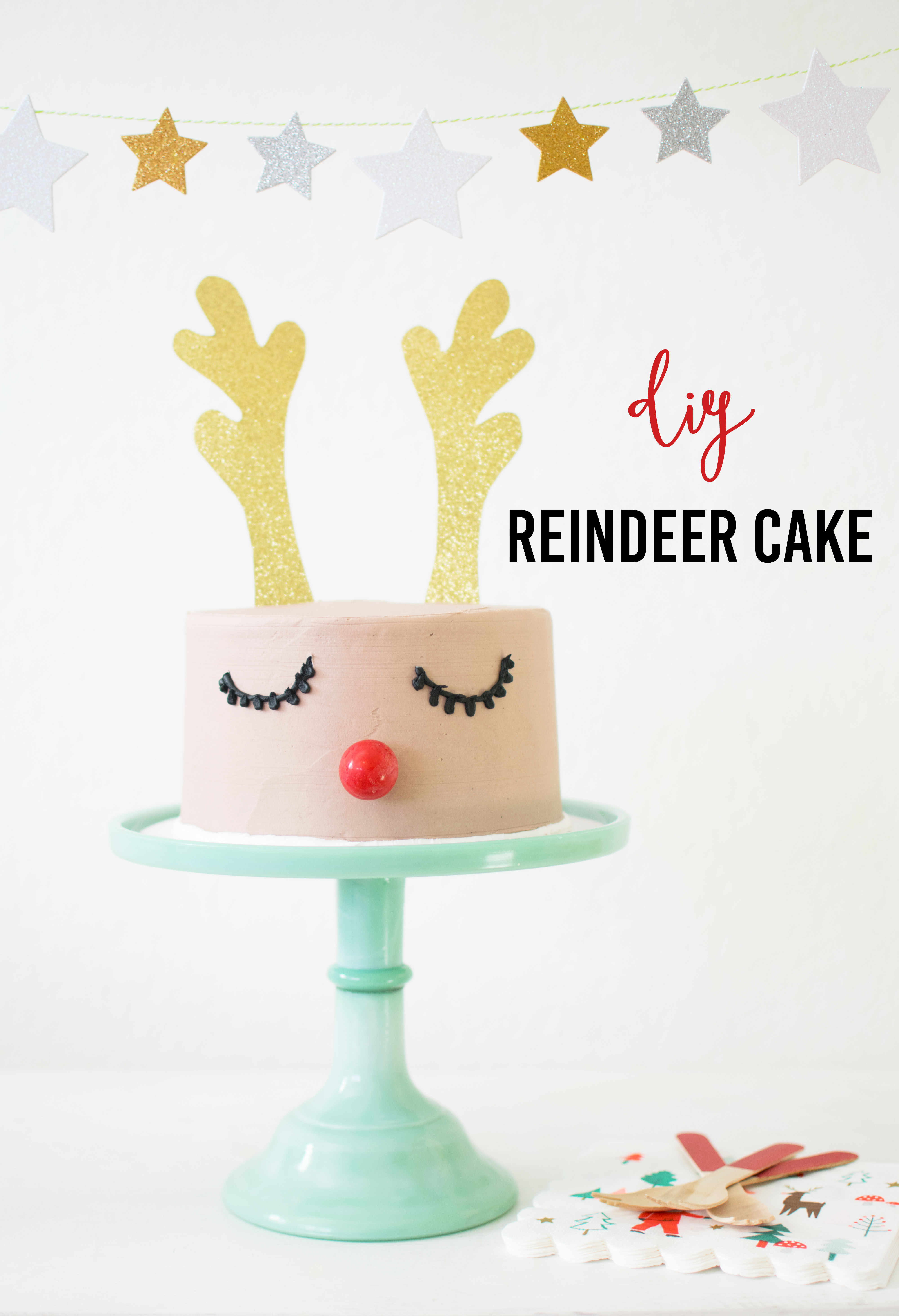 DIY Reindeer Cake Tutorial step by step tutorial on the blog