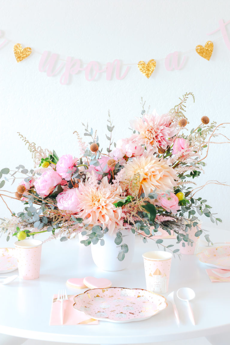 A Modern Princess Inspired Tablescape with Kate Aspen and HEB Blooms