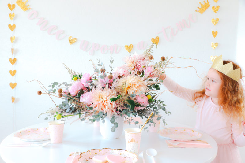 A Modern Princess Inspired Tablescape with Kate Aspen and HEB Blooms