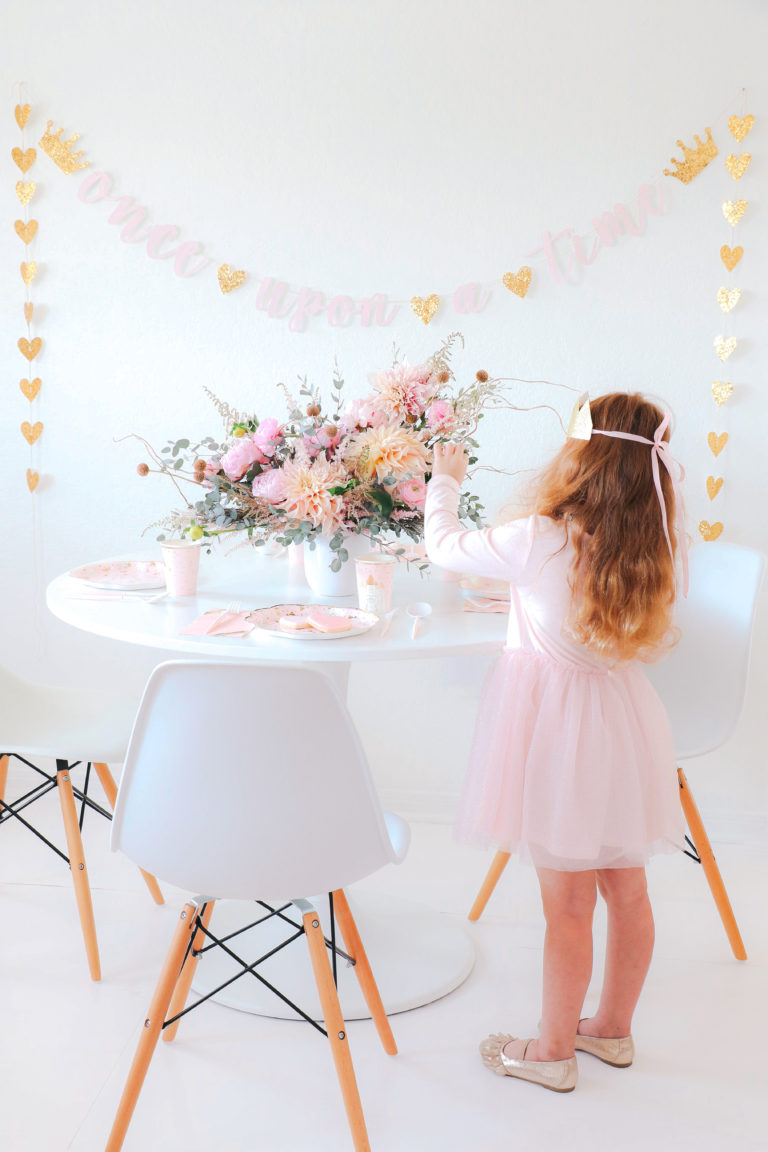 A Modern Princess Inspired Tablescape with Kate Aspen and HEB Blooms